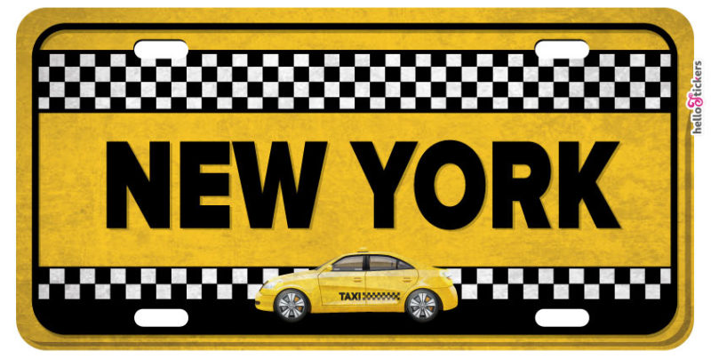 Sticker plaque taxi New-York autocollant pour déco - Stickers ...