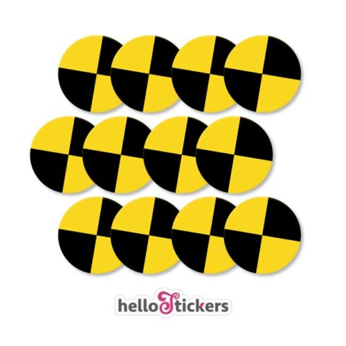 sticker autocollant crash test en planche de 12 stickers diamètre 5 cm ...